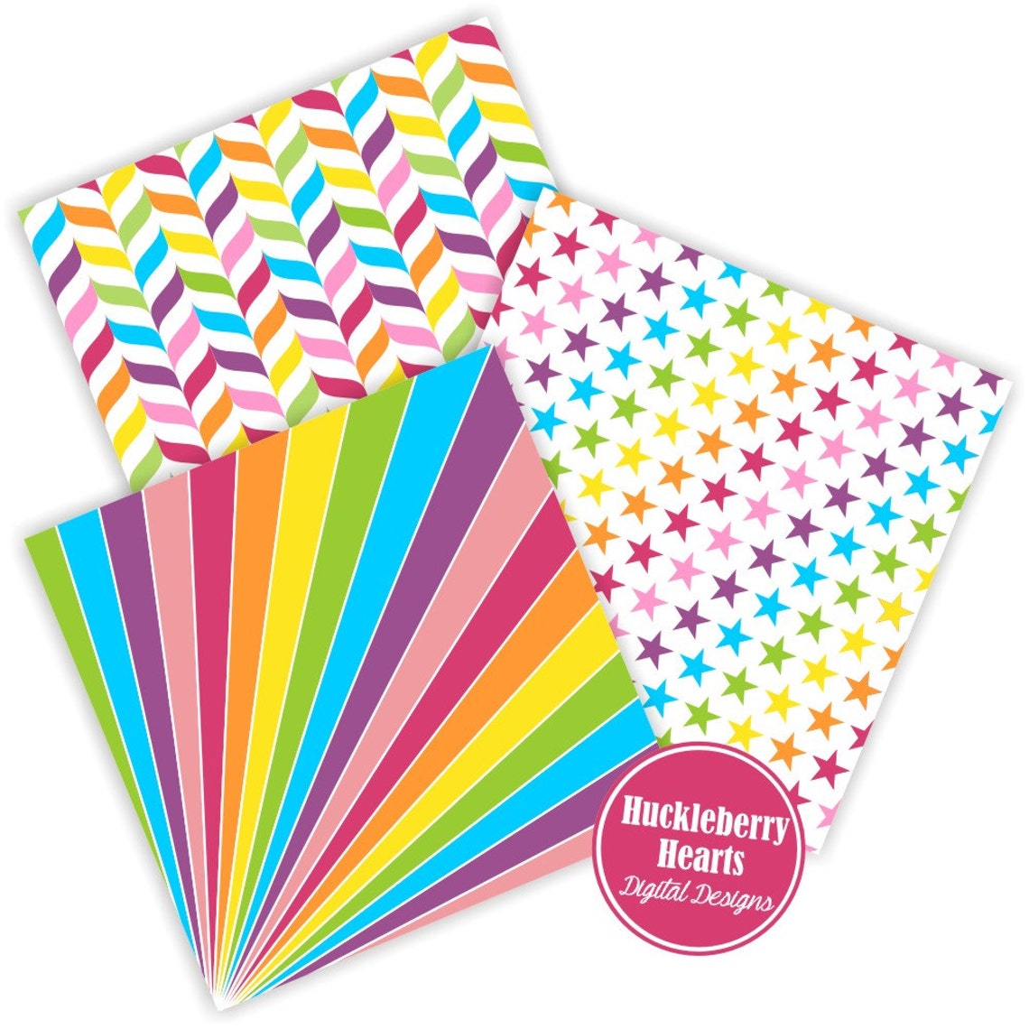Rainbow Patterns Digital Scrapbook Paper Volume 2 Rainbow | Etsy