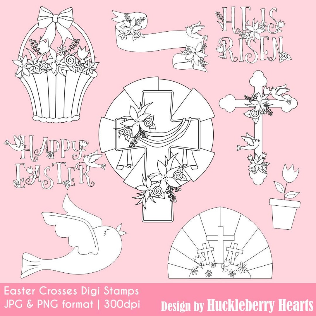 Easter Digital Stamps, Easter Crosses Digital Stamps, Digi Stamps ...
