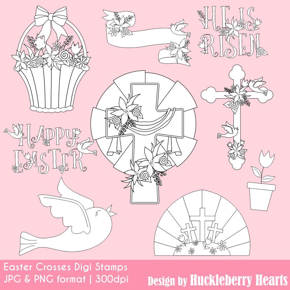 Easter Digital Stamps Easter Crosses Digital Stamps Digi - Etsy