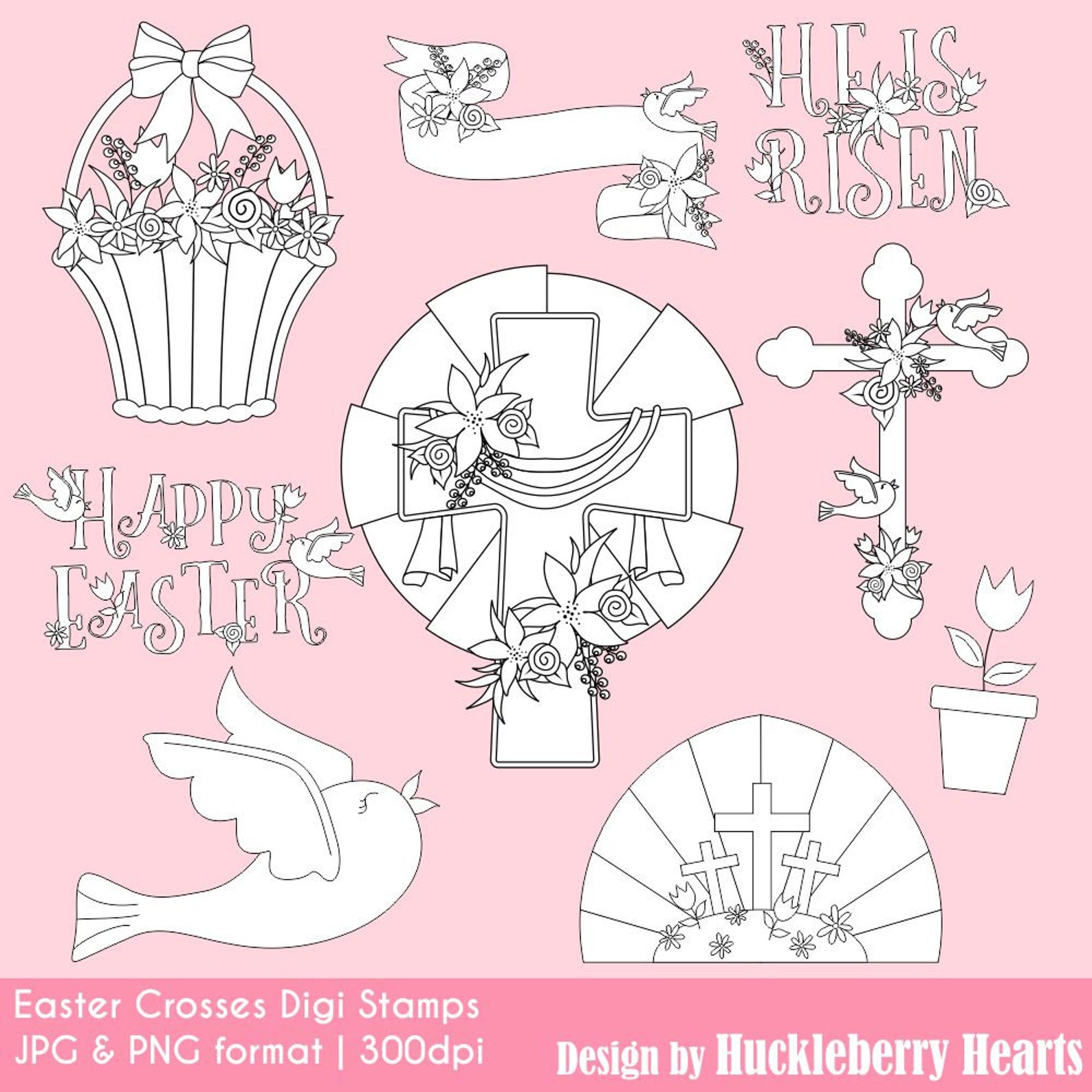 Easter Digital Stamps, Easter Crosses Digital Stamps, Digi Stamps ...