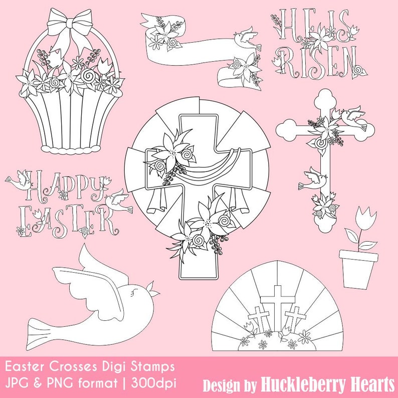 Easter Digital Stamps Easter Crosses Digital Stamps Digi - Etsy