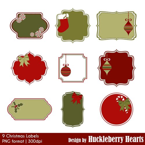 Christmas Labels Digital Clipart Christmas Typographic - Etsy