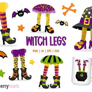 Witch Legs Clipart | Halloween SVG Bundle | Cute Fall Bats PNG ...
