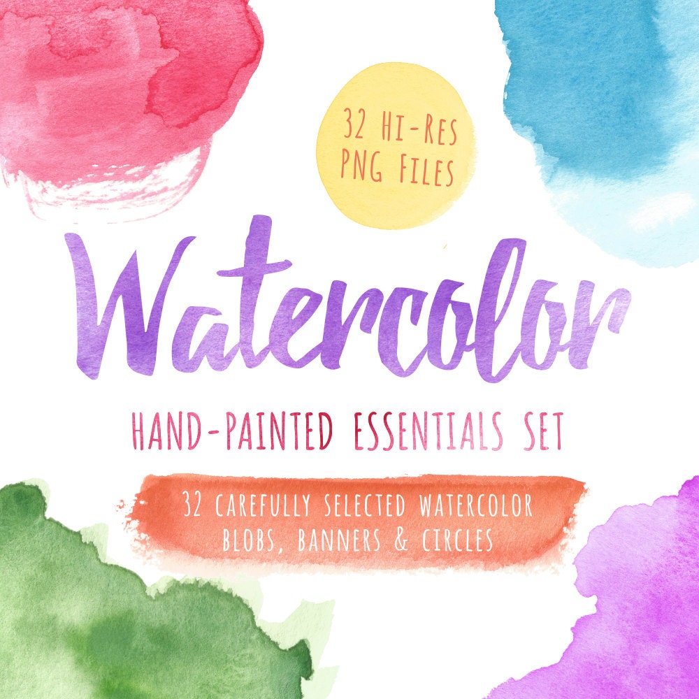 Watercolor Clipart Watercolor Clip Art Watercolor Textures | Etsy