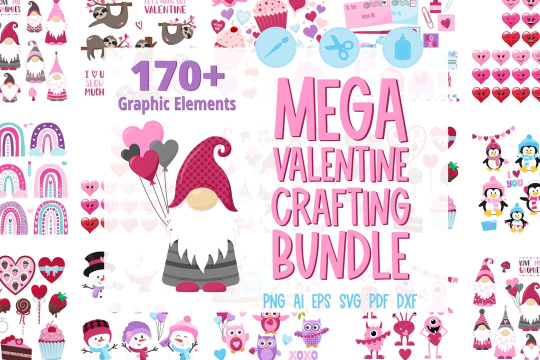 Mega Valentine Crafting Bundle, Valentine Clipart Bundle, Valentine SVG ...