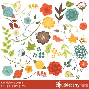 Fall Flowers Clipart, Fall Flowers SVG Bundle, Flowers SVG, Fall ...