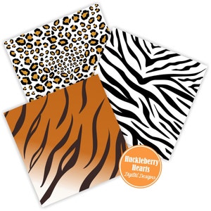 Safari Animal Prints Digital Paper, Zebra, Leopard, Cheetah, Tiger ...