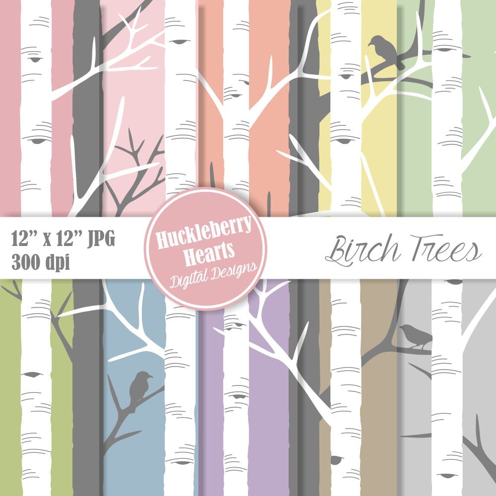 Birch Tree Paper, Digital Scrapbook Paper, Birch Paper, Digital Birch ...