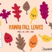Kawaii Fall Leaves Clipart, Cute Autumn SVG Bundle, Thanksgiving Leaf ...