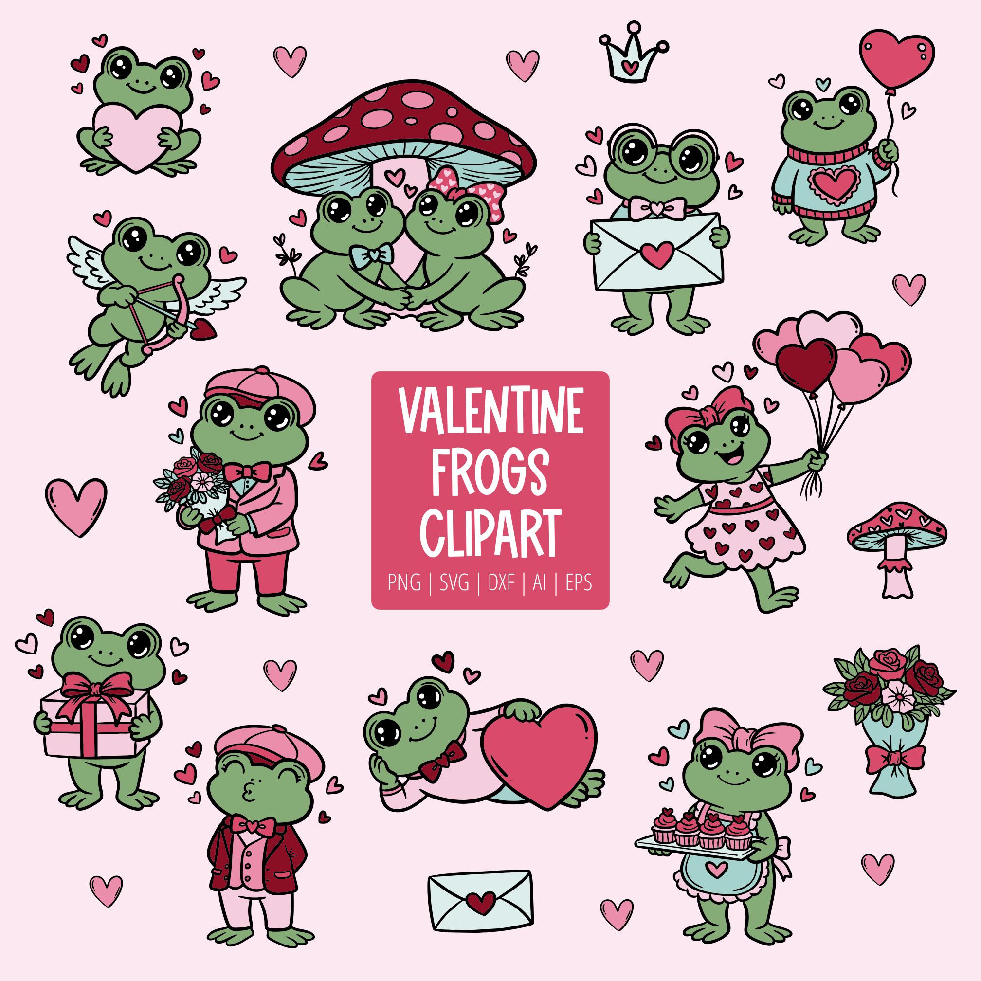 Valentine Frogs | Frog Clipart | Frog SVG | Commercial Use - Etsy