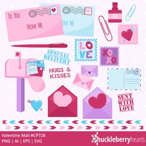 Valentine Mail Clipart, Valentines Day SVG Bundle, Valentines Day ...