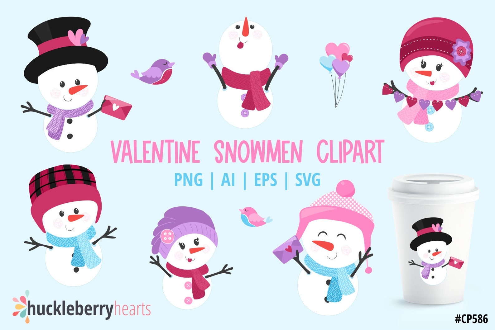 Valentine Snowman Clipart, Snowman SVG Bundle, Cute Snowman PNG ...