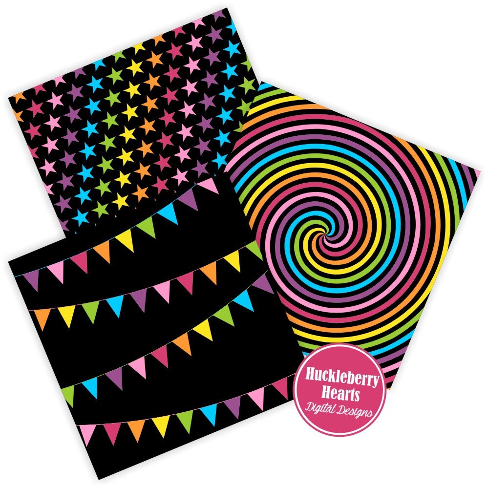 Rainbow Patterns Digital Scrapbook Paper Volume 3, Rainbow Paper ...