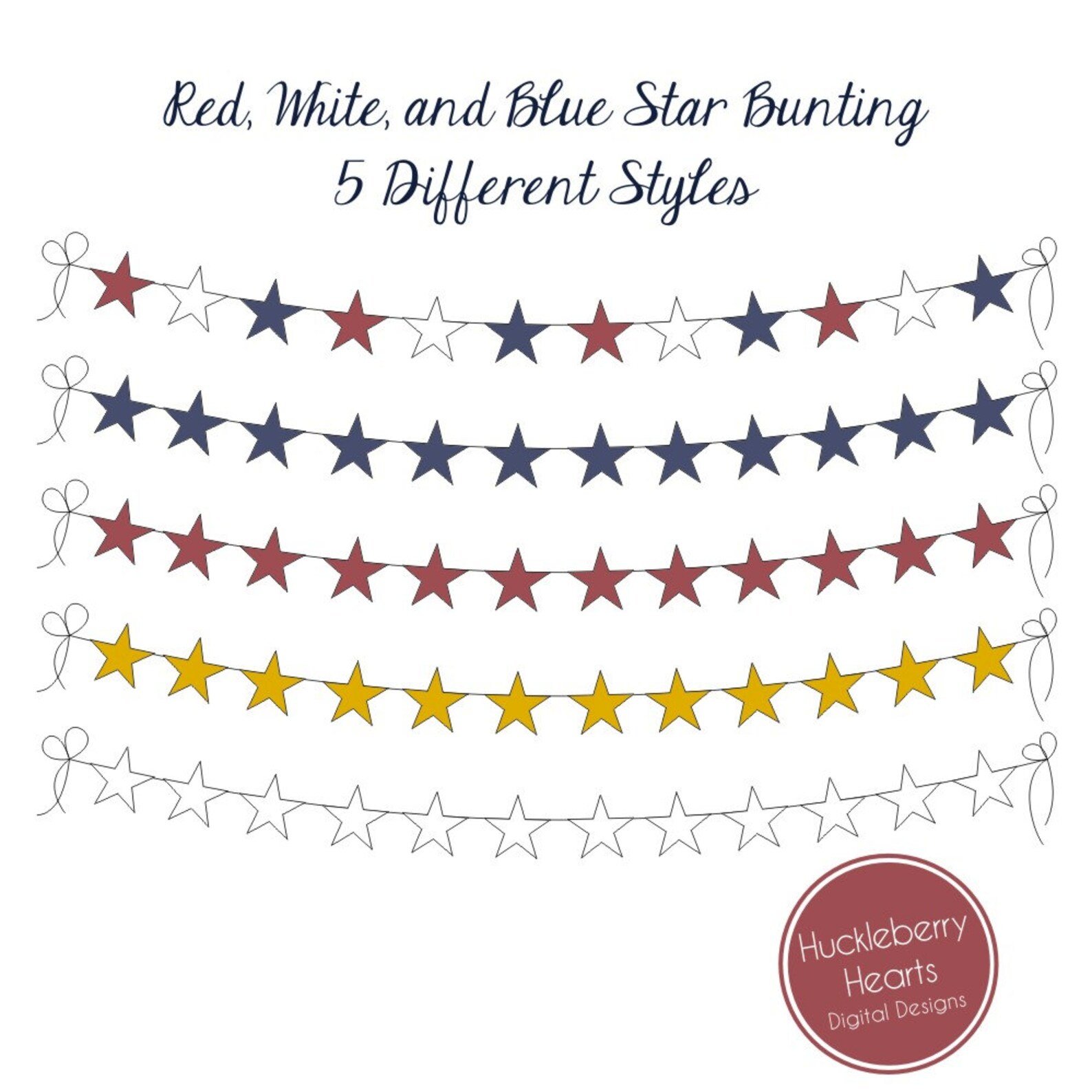 Stars and Stripes Bunting Set Digital Bunting Star Strings - Etsy