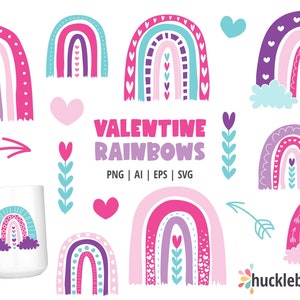 Rainbow Clipart, Valentine Rainbow SVG, Valentine Rainbow PNG, Cute ...