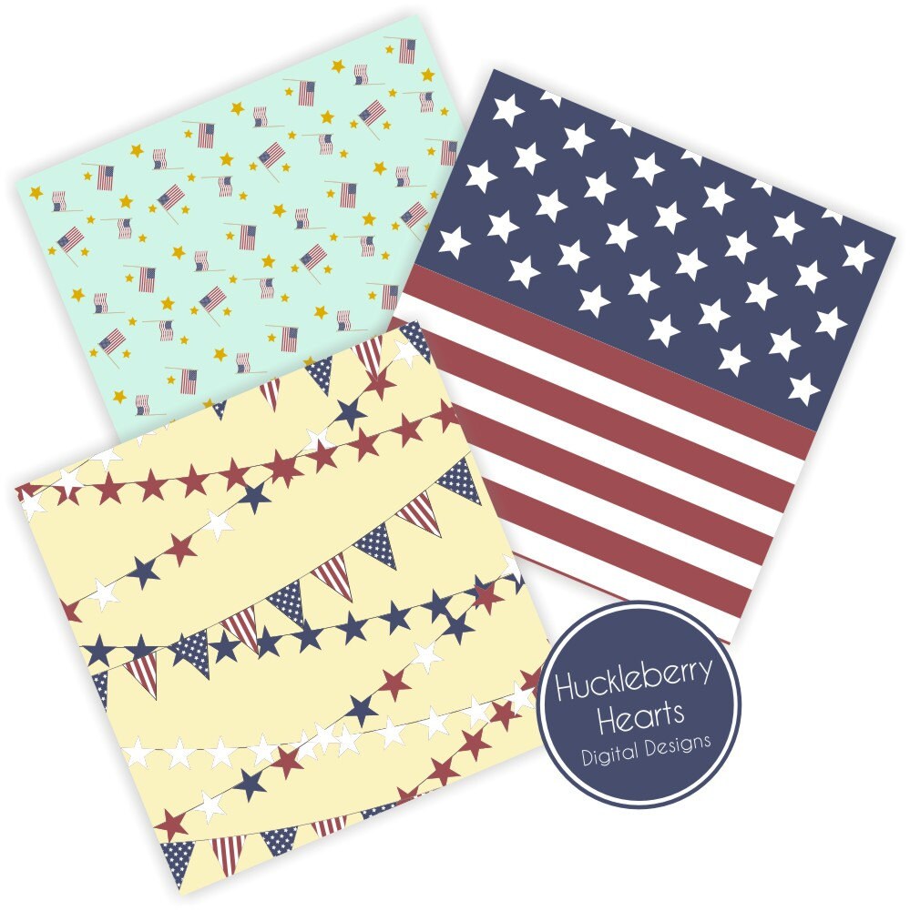 Stars and Stripes Digital Scrapbook Paper, Digital Background, DIY ...