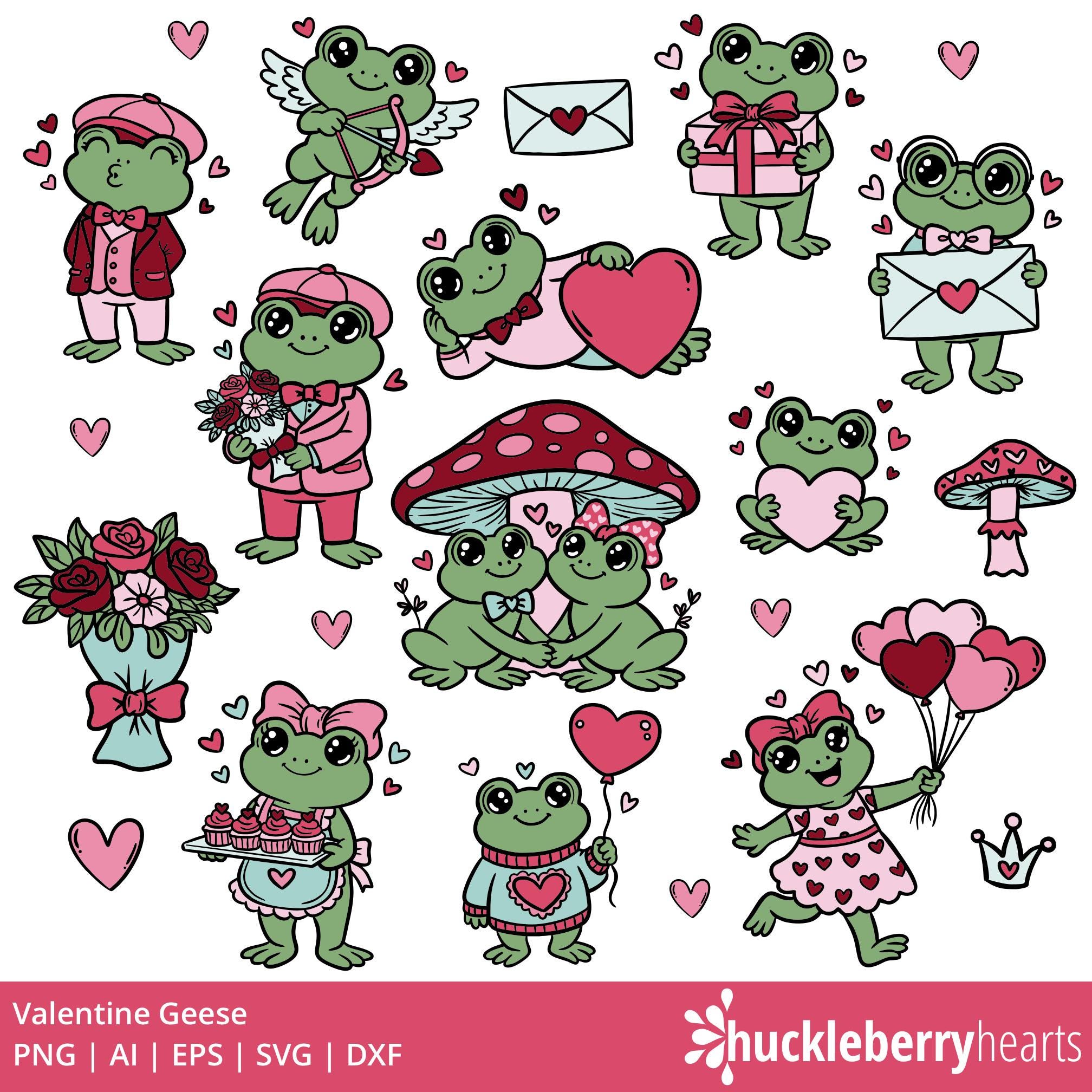 Valentine Frogs | Frog Clipart | Frog SVG | Commercial Use - Etsy
