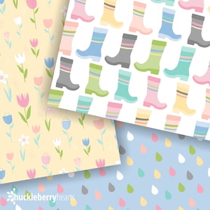 Spring Paper, Spring Digital Scrapbook Paper, Flower Paper, Printable ...