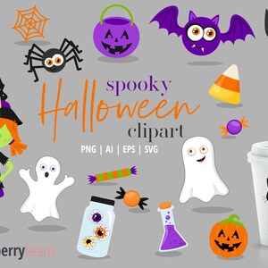 Cute Halloween Clipart, Spooky SVG Bundle, Trick or Treat, Kids ...