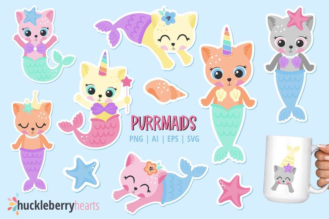 Mermaid Cat SVG, Mercat Svg, Mermaid Cat Clipart, Purrmaid Svg ...