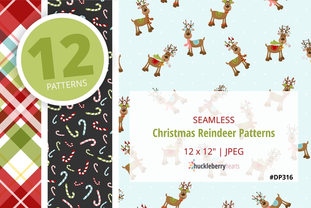 Christmas Patterns, Christmas Digital Paper, Reindeer Patterns ...