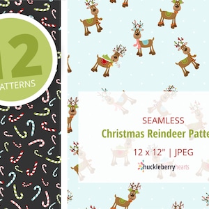 Christmas Patterns, Christmas Digital Paper, Reindeer Patterns ...