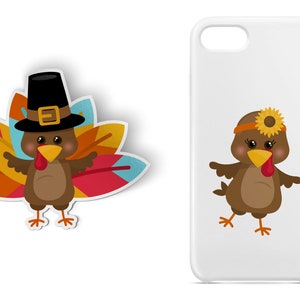 Thanksgiving Turkey Clipart, Fall SVG Bundle, Cute Pilgrim PNG ...