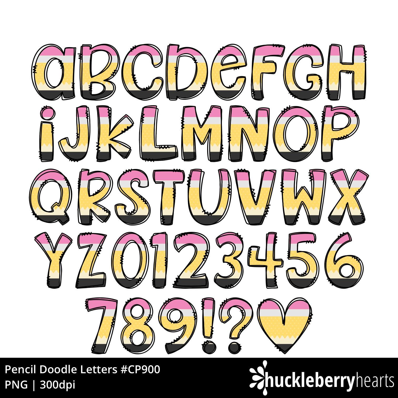 Pencil Doodle Letters PNG, Alpha Doodle Letters, School Clipart, Doodle ...