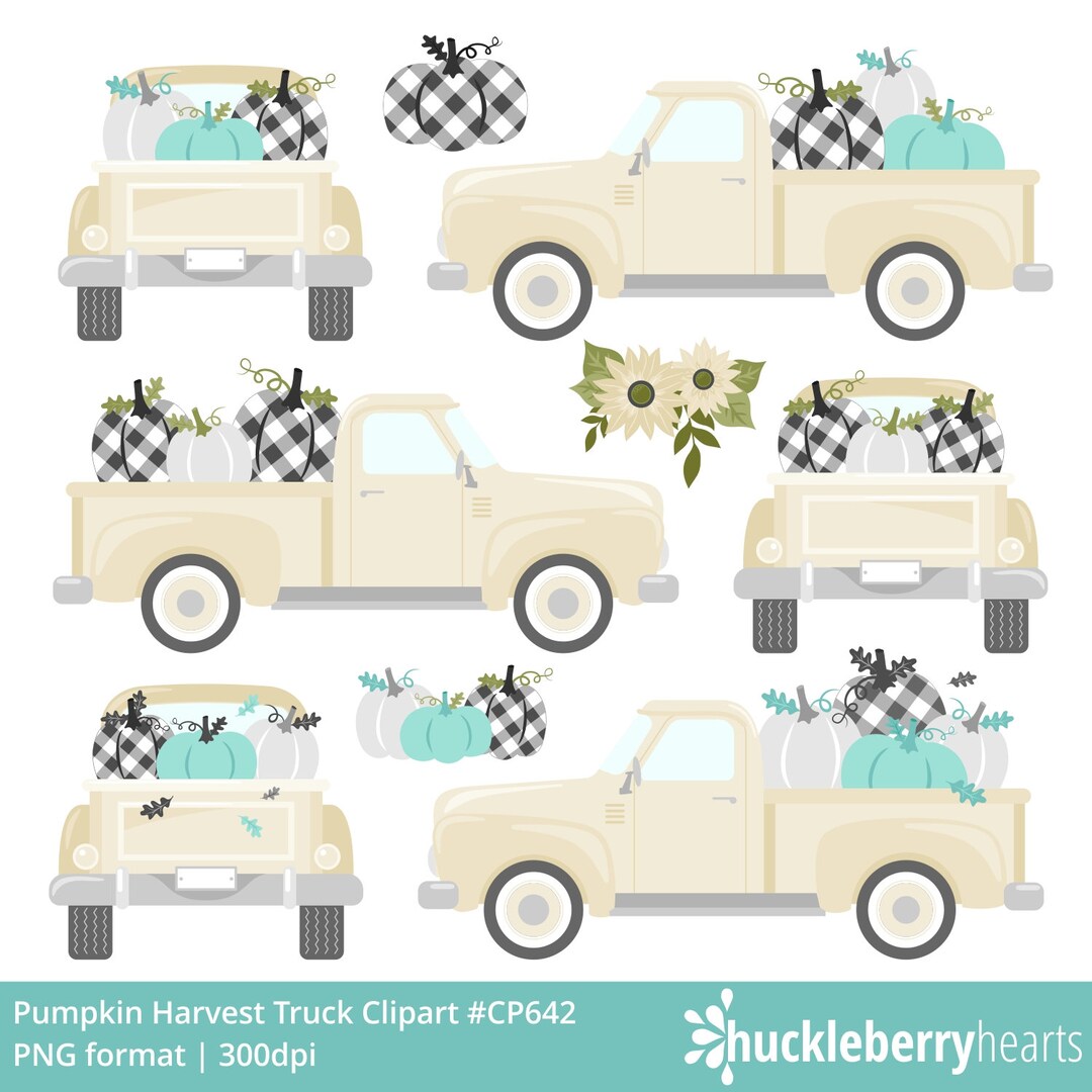 Pumpkin Truck Clipart, Fall SVG Bundle, Retro Truck PNG, Autumn ...