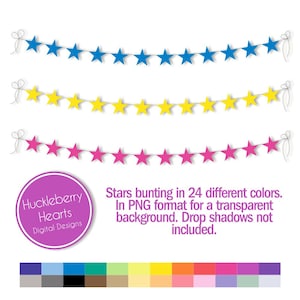 Digital Star Bunting, Digital Star Strings, Rainbow Star Clip Art ...