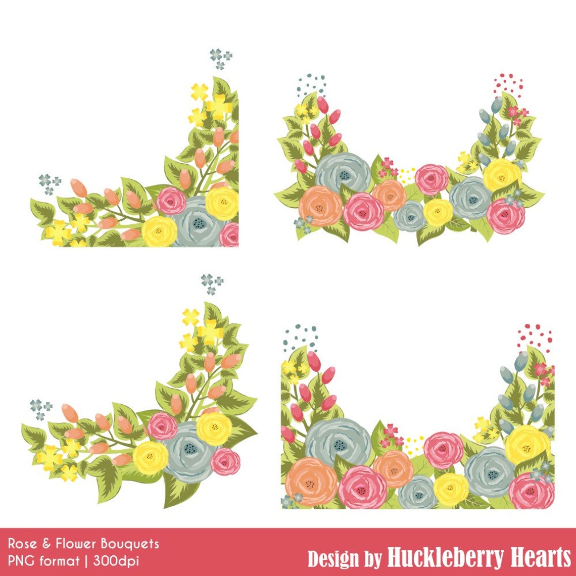 Flower Clipart Rose Clipart Digital Flowers Digital Roses - Etsy
