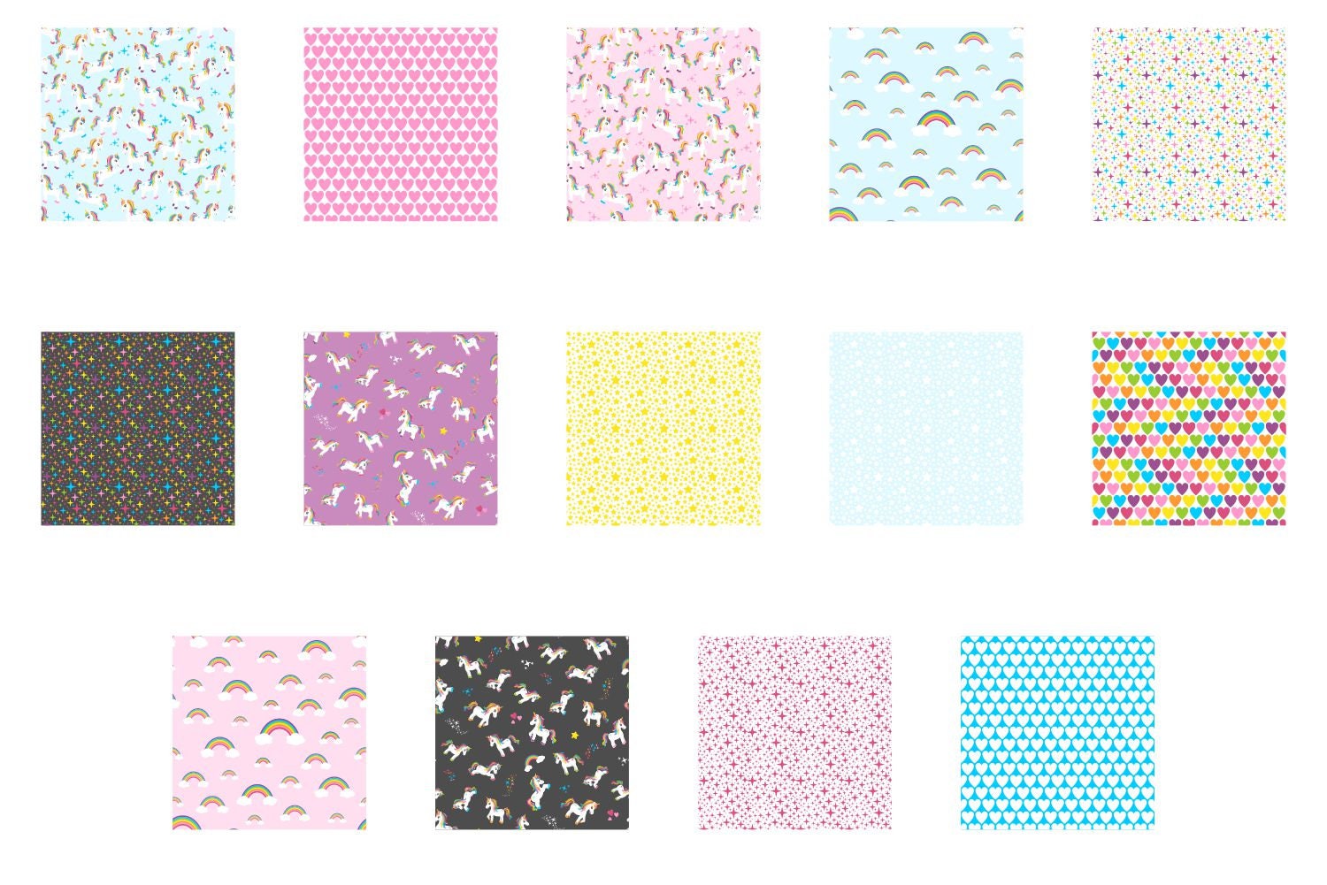 Unicorn Paper, Digital Unicorn Paper, Unicorn Patterns, Rainbow ...
