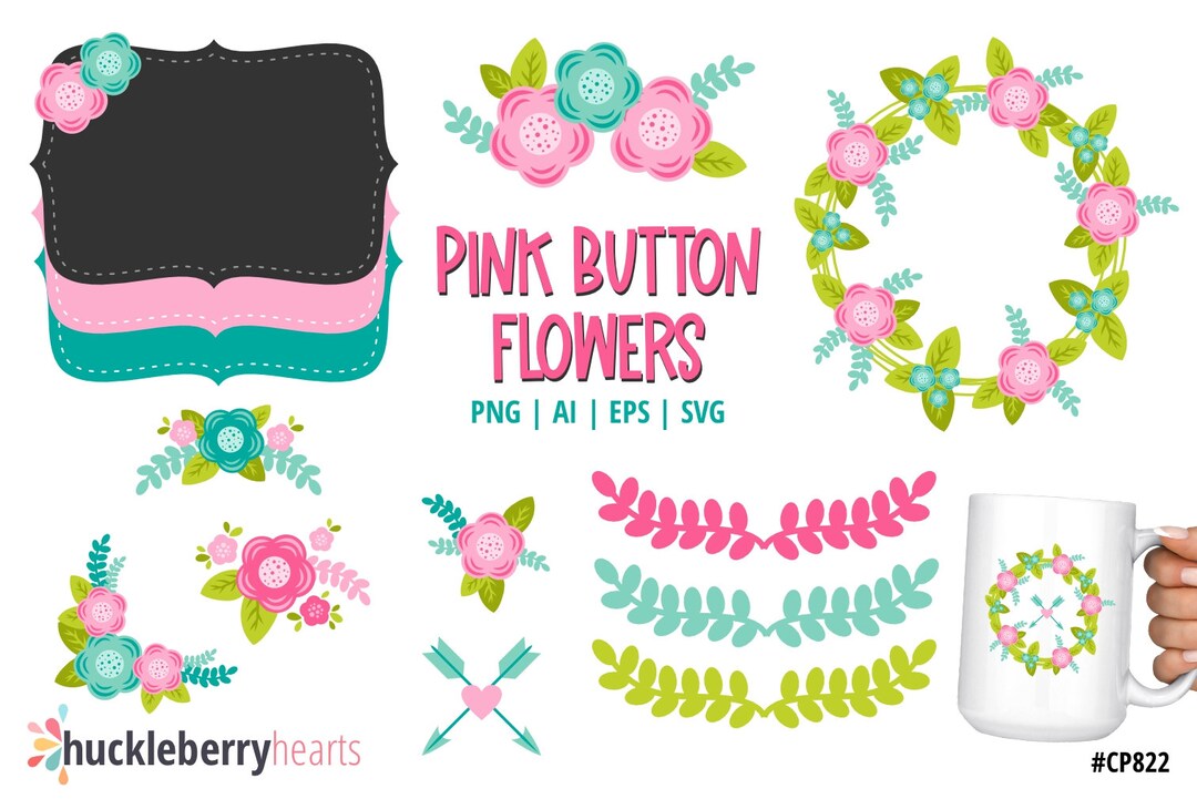 Pink Flower Clipart, Pink Flowers Svg, Flower Clipart, Floral, SVG ...