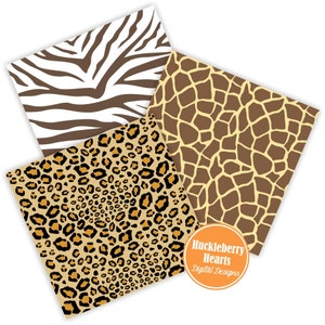 Safari Animal Prints Digital Paper, Zebra, Leopard, Cheetah, Tiger ...