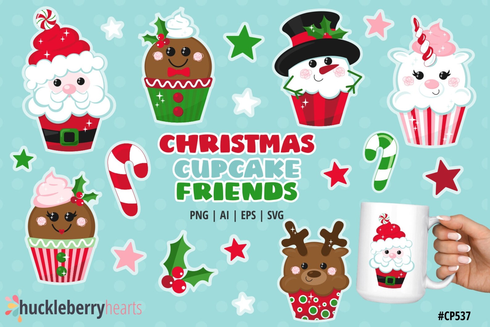 Christmas Clipart Christmas Cupcake Clip Art Cupcake - Etsy