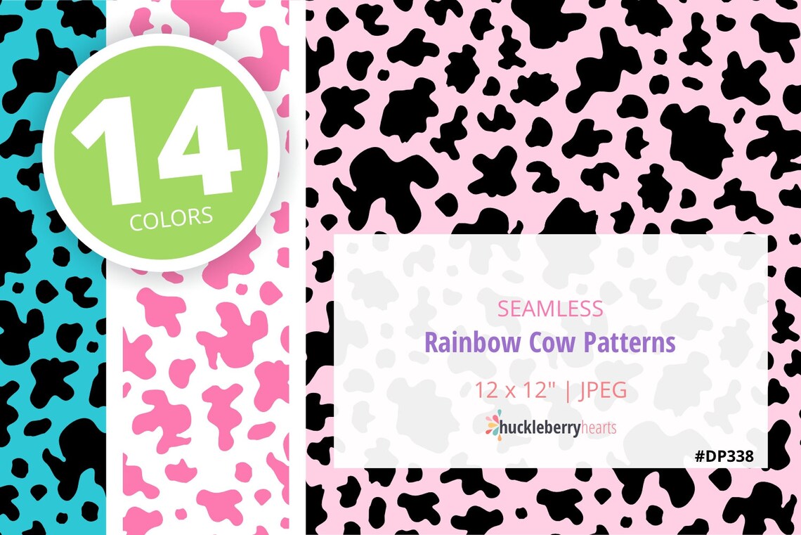 Rainbow Cow Print Patterns Seamless Cow Print Cow Digital - Etsy