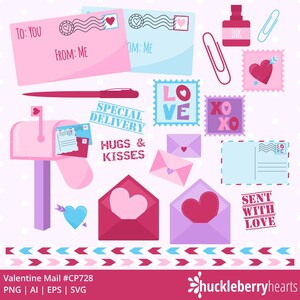 Valentine Mail Clipart, Valentines Day SVG Bundle, Valentines Day ...