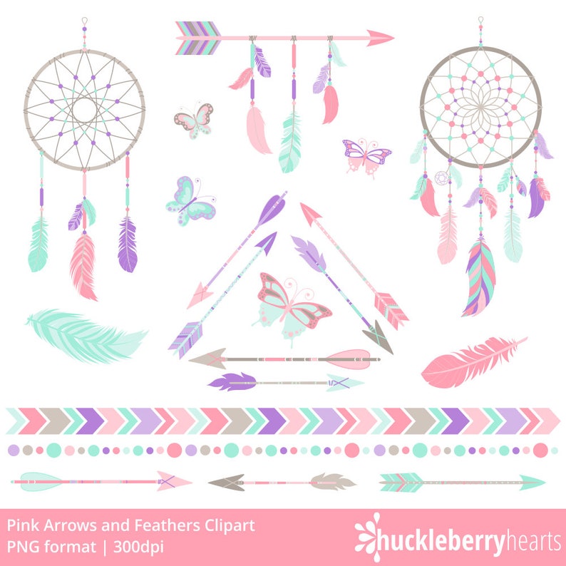 Dreamcatcher Clipart, Dream Catcher Clipart, Arrows, Tribal, Boho ...