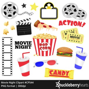 Movie Clipart, Movie Night Clip Art, Popcorn Clipart, Movie Theatre ...