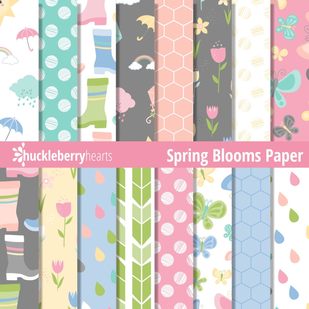 Spring Paper, Spring Digital Scrapbook Paper, Flower Paper, Printable ...