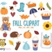 Cute Fall Clipart, Autumn SVG Bundle, Thanksgiving PNG, Pumpkin ...