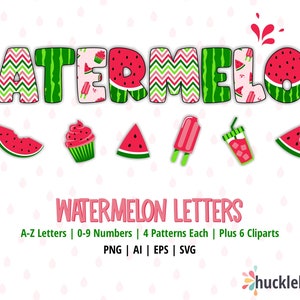 Watermelon Letters Clipart, Alphabet Letters SVG, Doodle Letters PNG ...