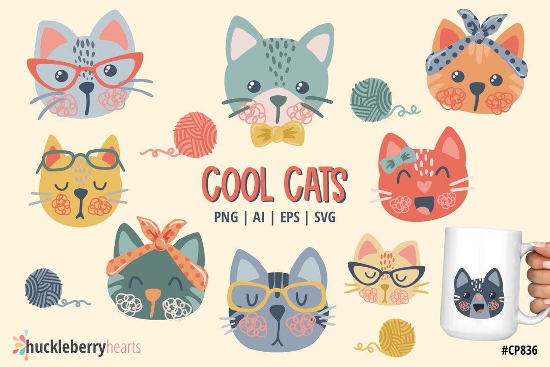 Cat Clipart, Cat Svg, Retro Cat Clipart, Retro Cat Svg, Cat ...