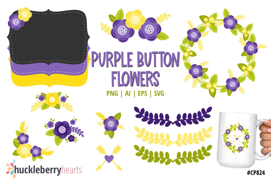 Purple Flower Clipart, Purple Flowers Svg, Flower Clipart, Floral, SVG ...