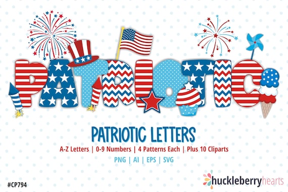 Patriotic Letters Clipart Fourth of July Letters Svg - Etsy