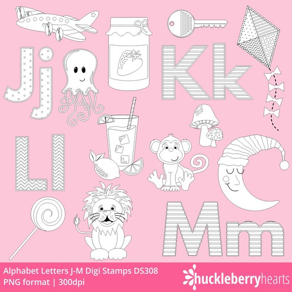 Alphabet Digital Stamps Black and White Small Commercial - Etsy