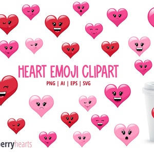 Heart Emoji Clipart, Emoji Clipart, Valentines Day Clipart, Heart Emoji ...