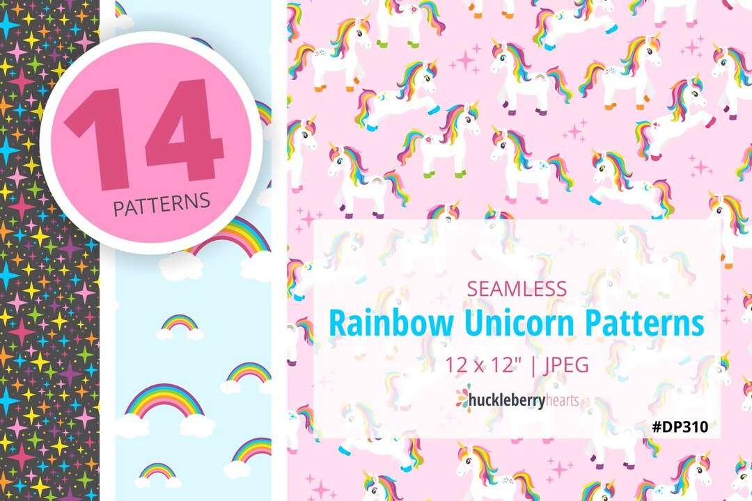 Unicorn Paper, Digital Unicorn Paper, Unicorn Patterns, Rainbow ...
