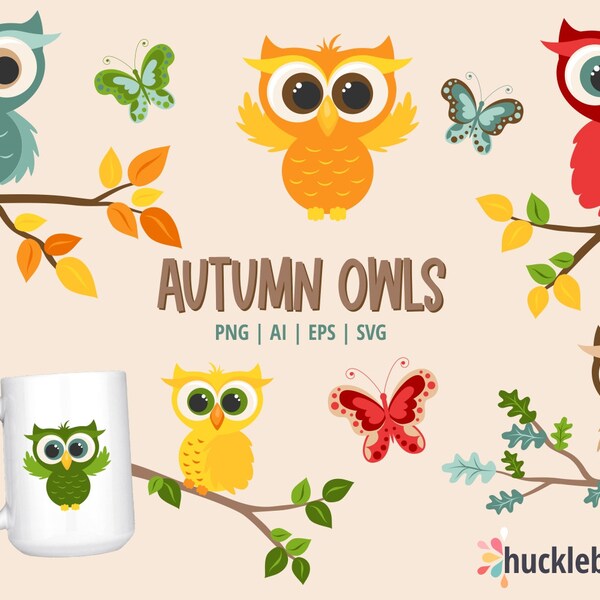 Fall Owl Clipart - Etsy