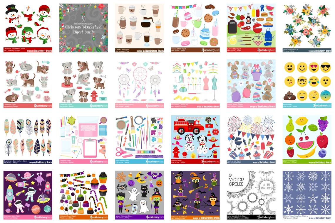 Clipart Bundle Printable Small Commercial Use - Etsy